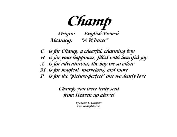 Meaning of Champ - LindseyBoo