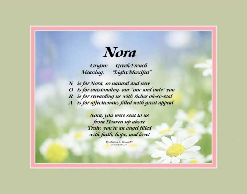 Nora - Girl's name meaning, origin, and popularity | Lindseyboo